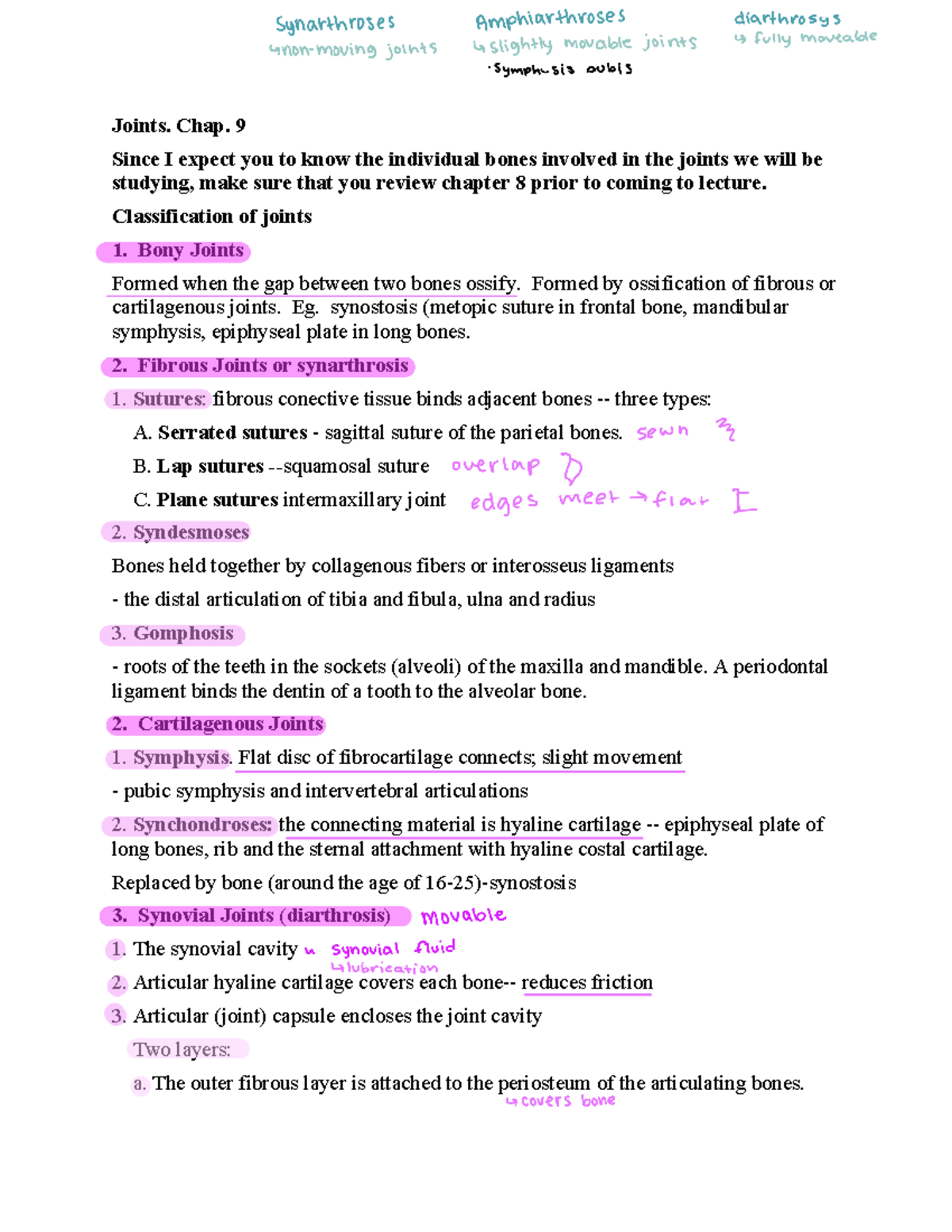 Joints notes - Joints. Chap. 9 Since I expect you to know the ...
