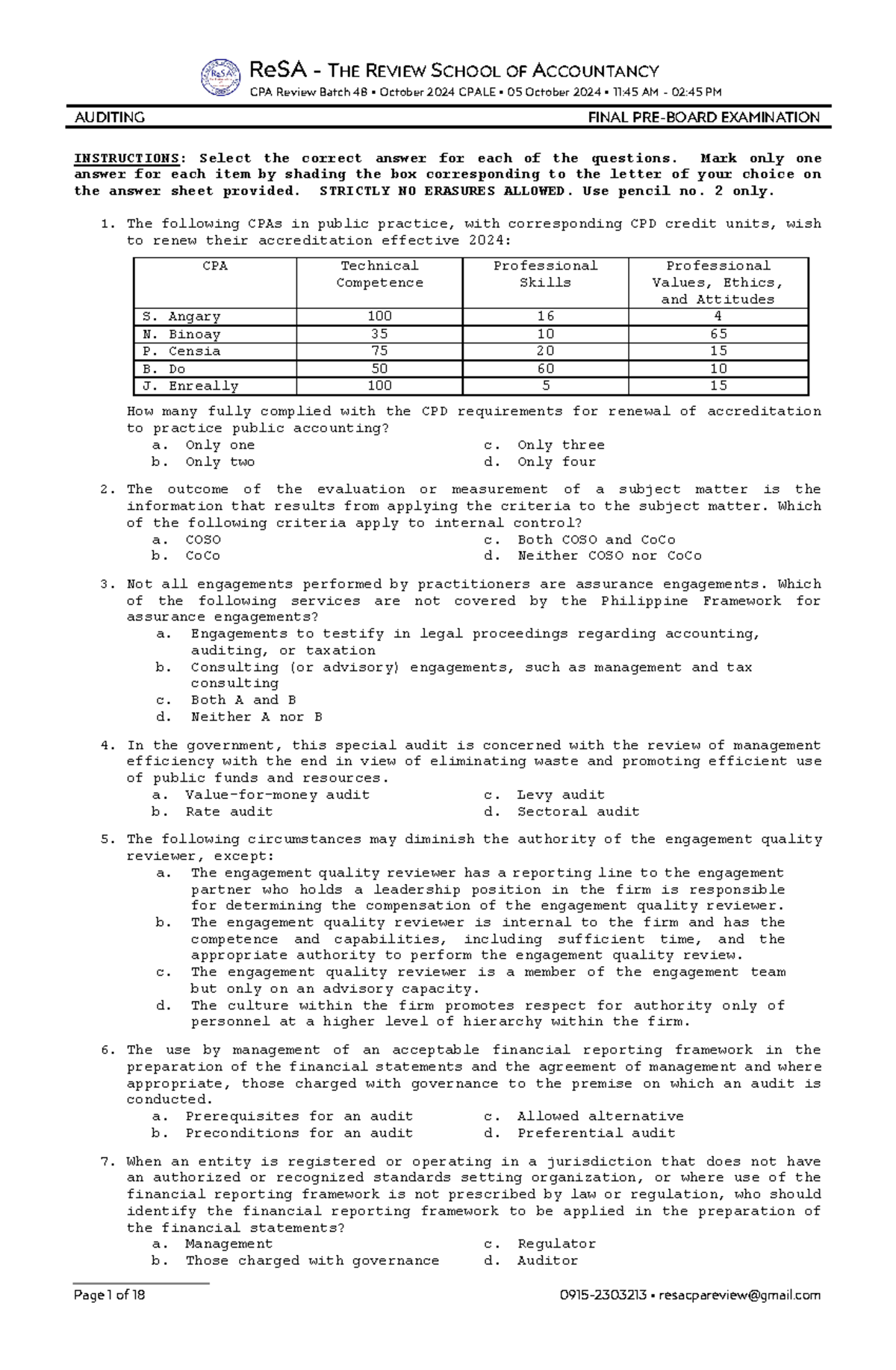 ReSA B48 AUD Final PB Exam Questions, Answers & Solutions - Oct 2024 ...
