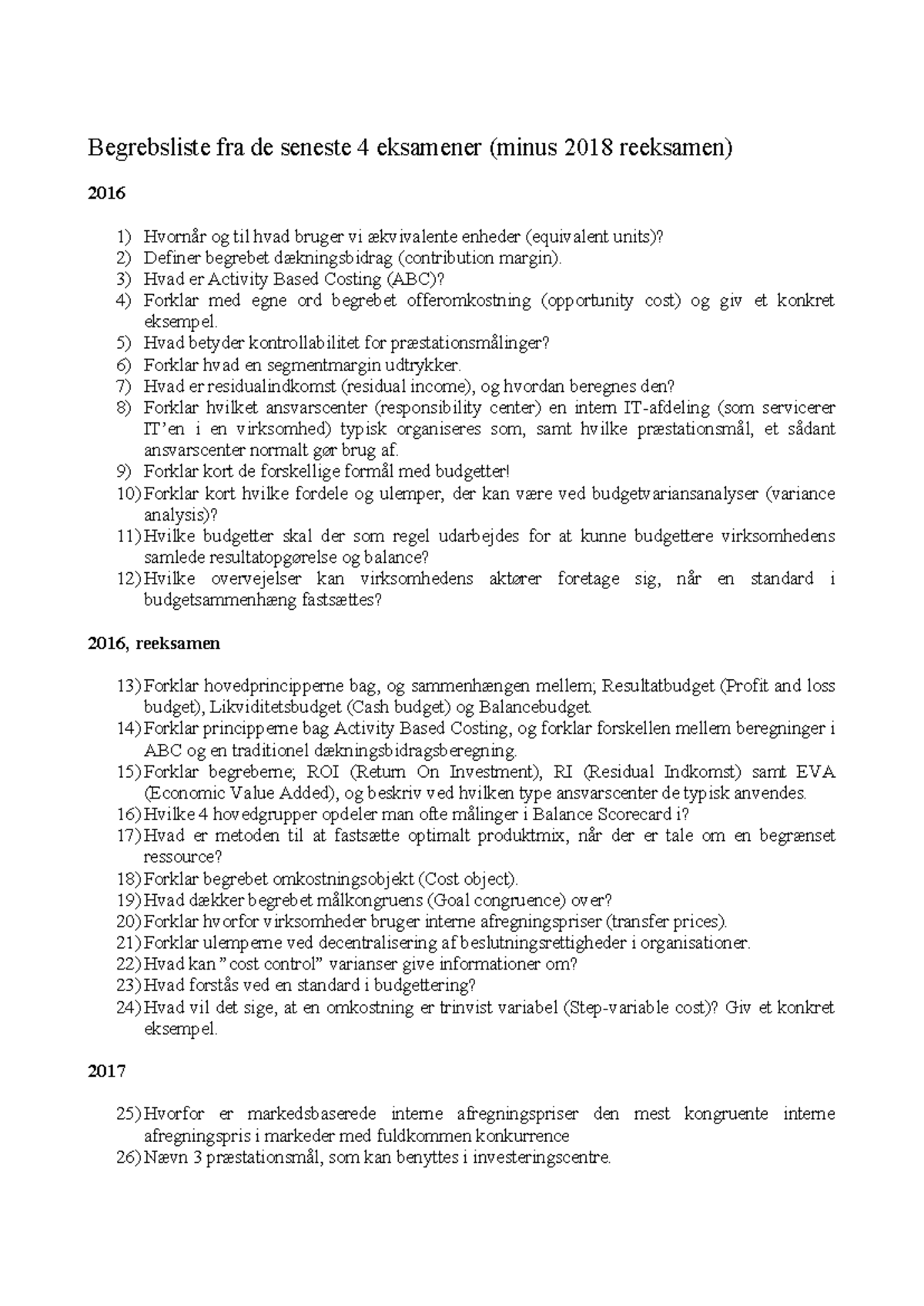 Begrebsliste fra de seneste 5 eksamener (minus re18) - 2016 & 2017 ...