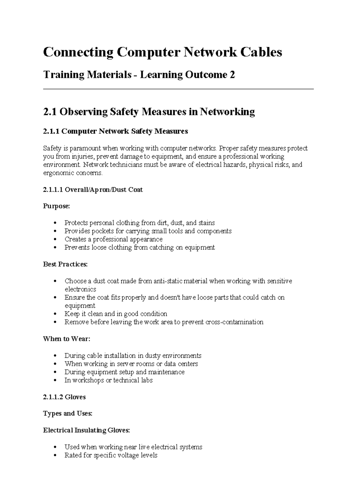 Connecting Computer Network Cables: Safety & Setup Training Materials ...
