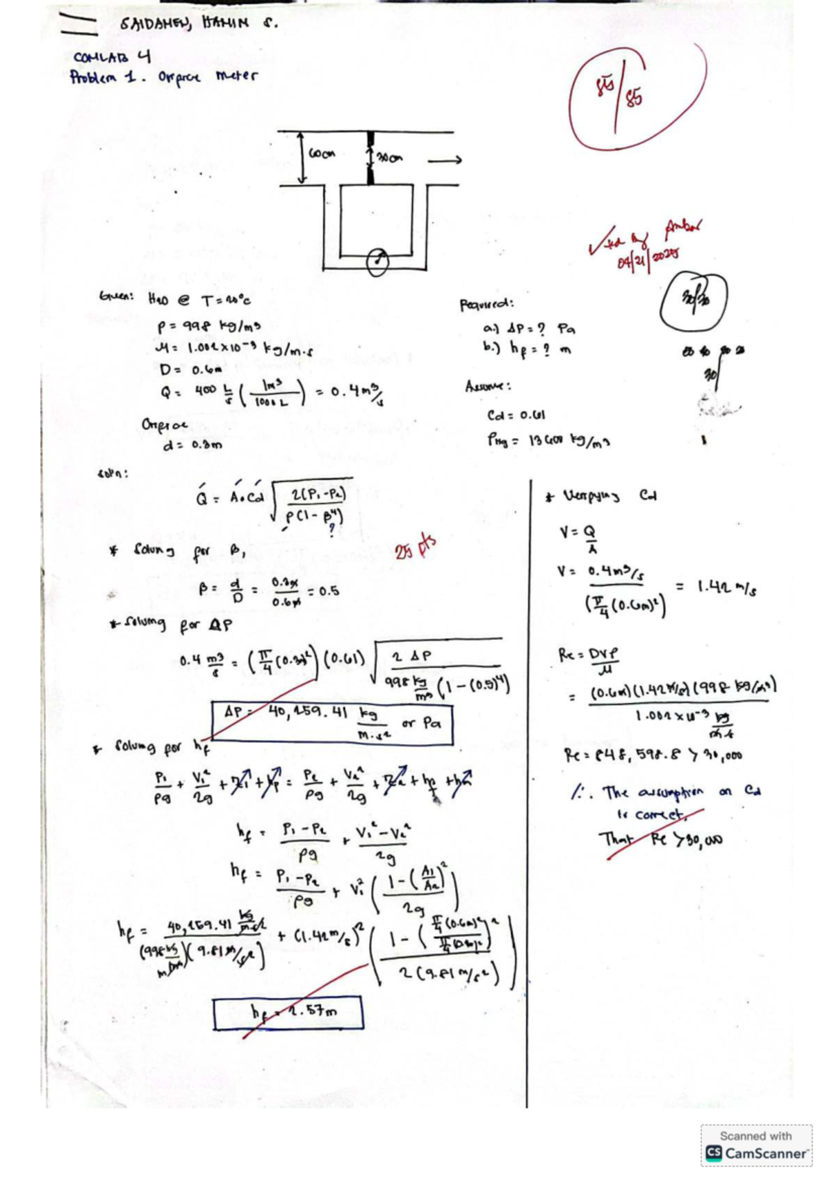 Comlab 4: Fluid Mechanics Problem Set by Hamin S. Saidamen - Studocu
