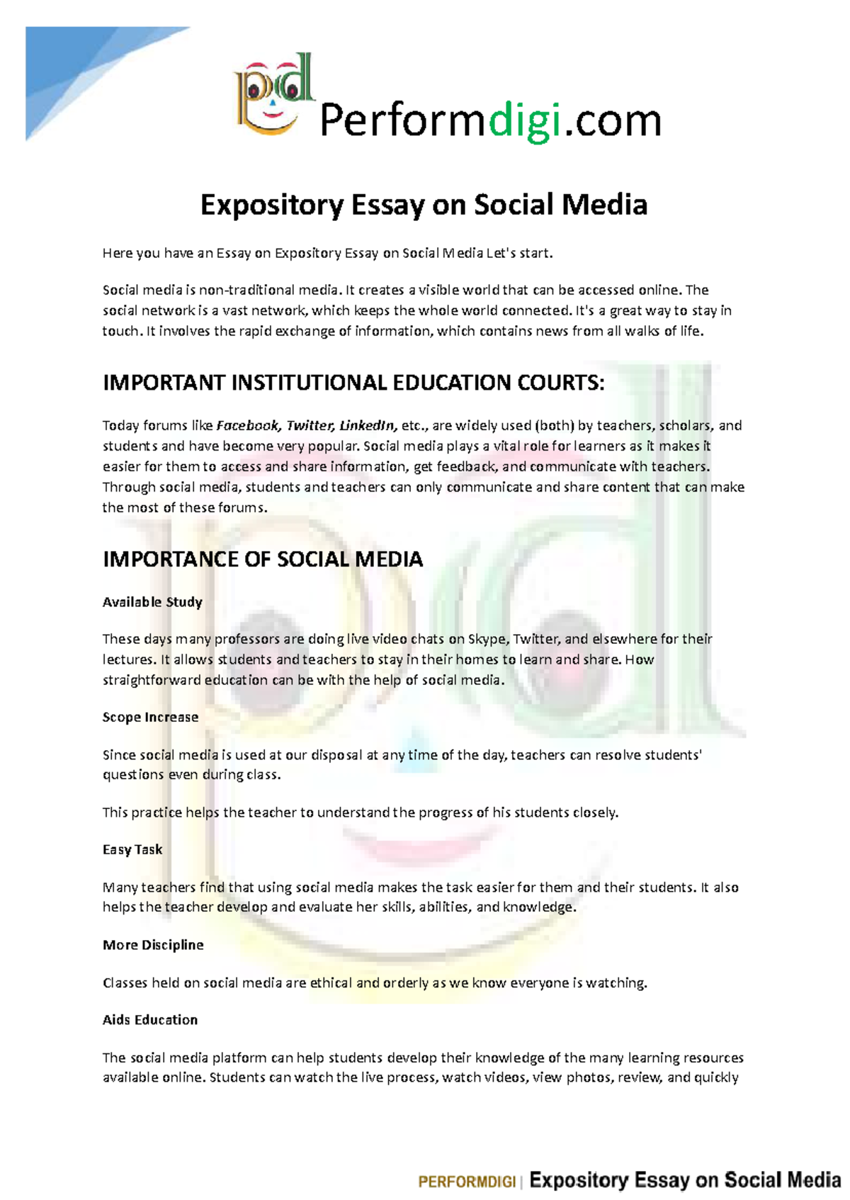 Expository Essay on Social Media: Impacts and Insights - Studocu