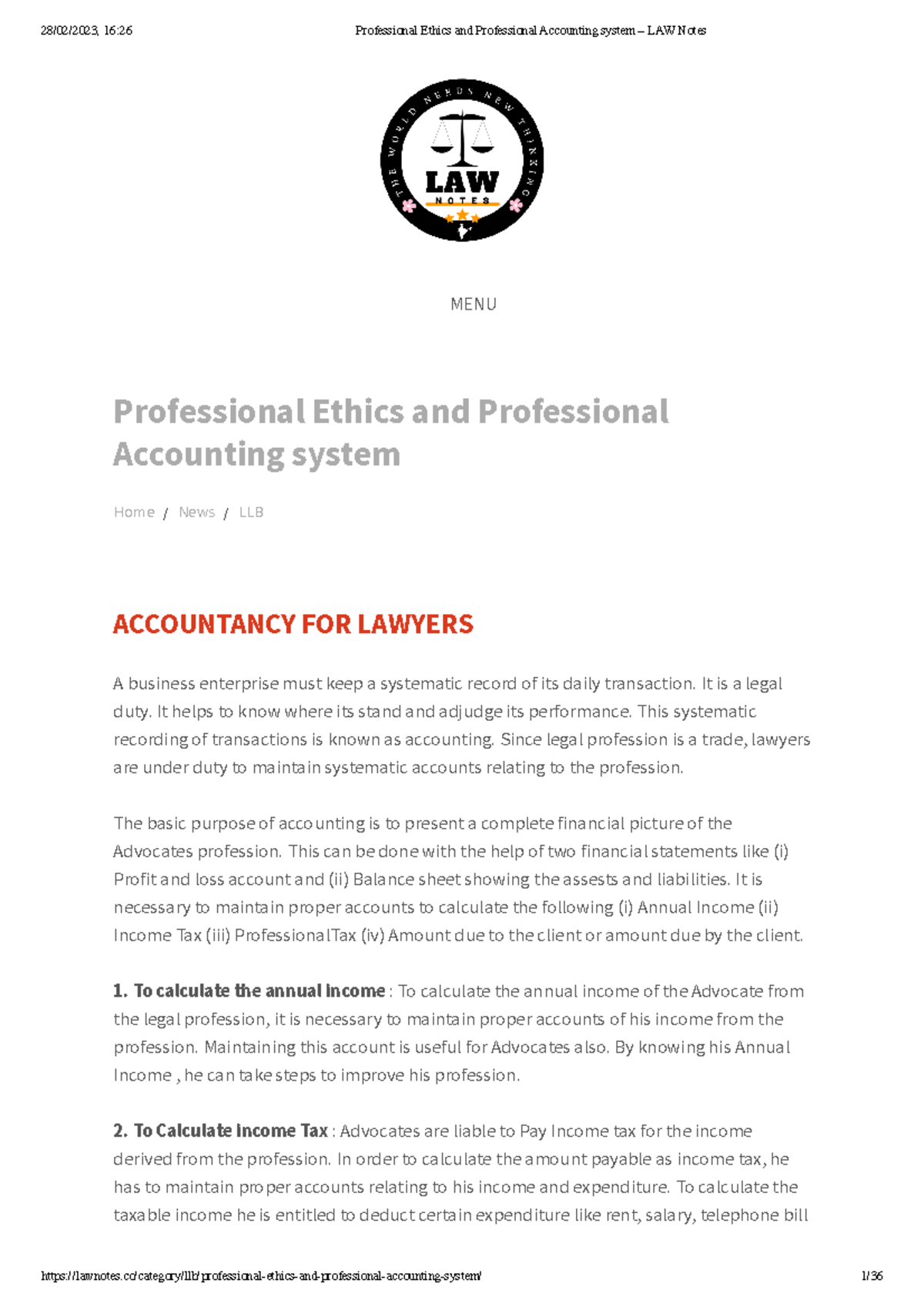 Professional Ethics & Accounting Systems in Legal Practice - LAW Notes ...