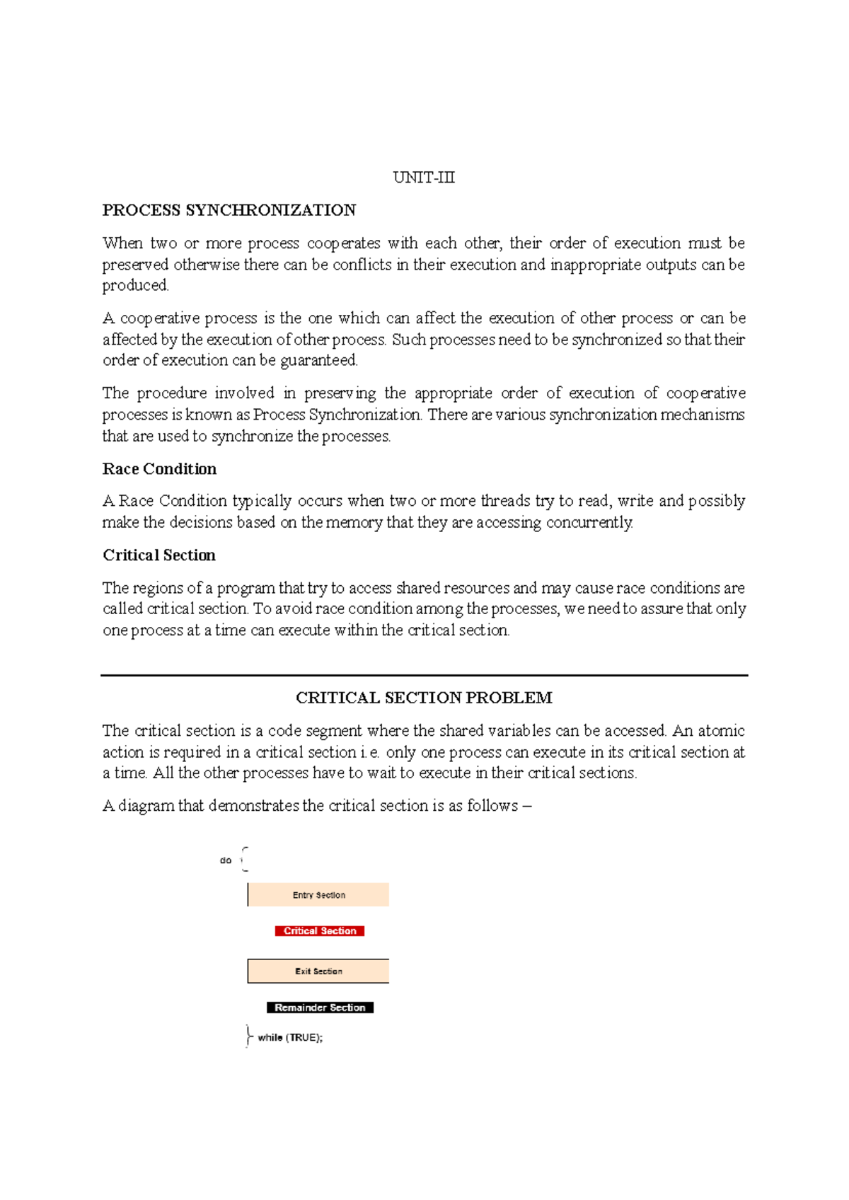 OS Module 3 Lecture Notes: Process Synchronization Techniques - Studocu