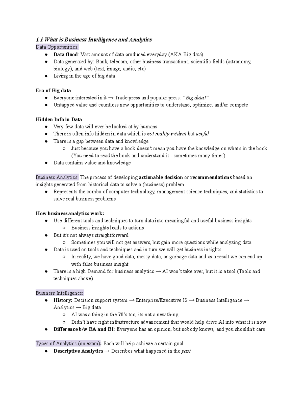 ITM618 - Midterm Notes on Business Intelligence & Analytics - Studocu