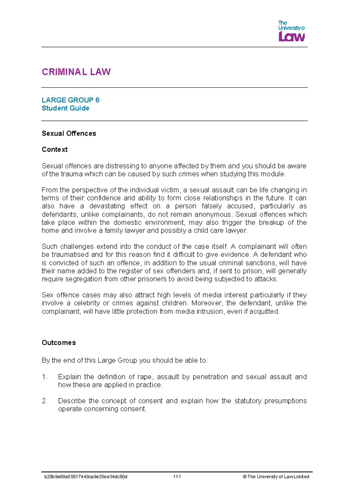 Student Guide: CRL 6 - Sexual Offences Overview and Key Concepts - Studocu