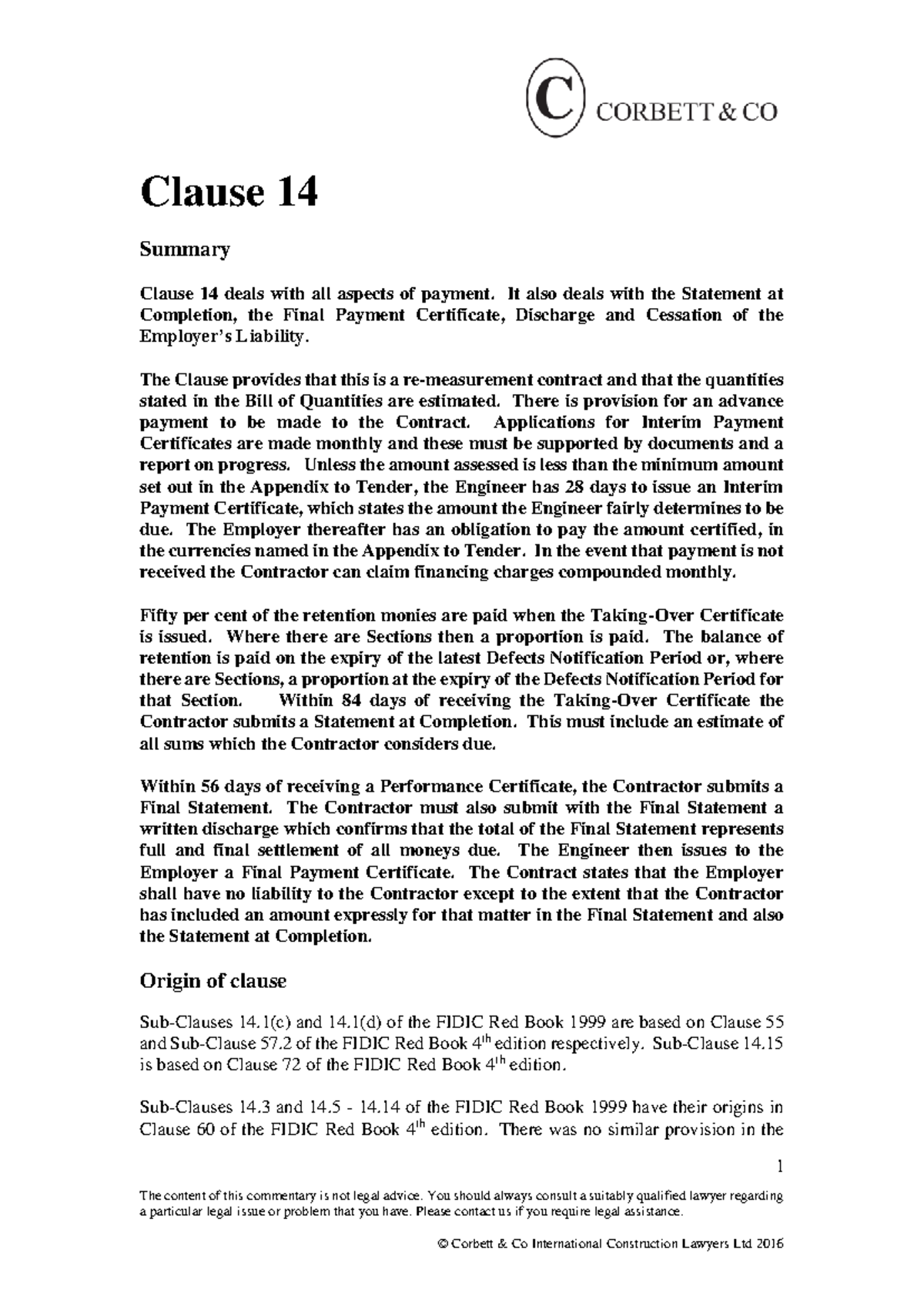 FIDIC Red Book 1999: Clause 14 - Contract Price & Payment Overview ...