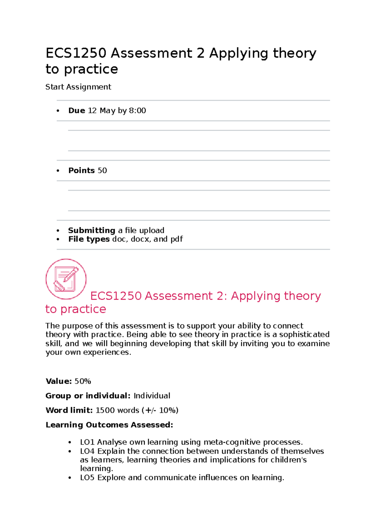 ECS1250 Assessment 2 Applying theory to practice - Being able to see ...