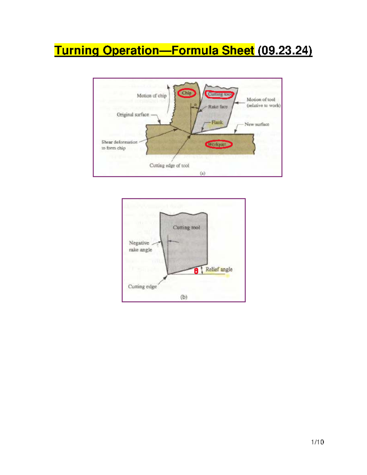 Turning Operations: Cutting Conditions & Power Calculations (ENG101 ...