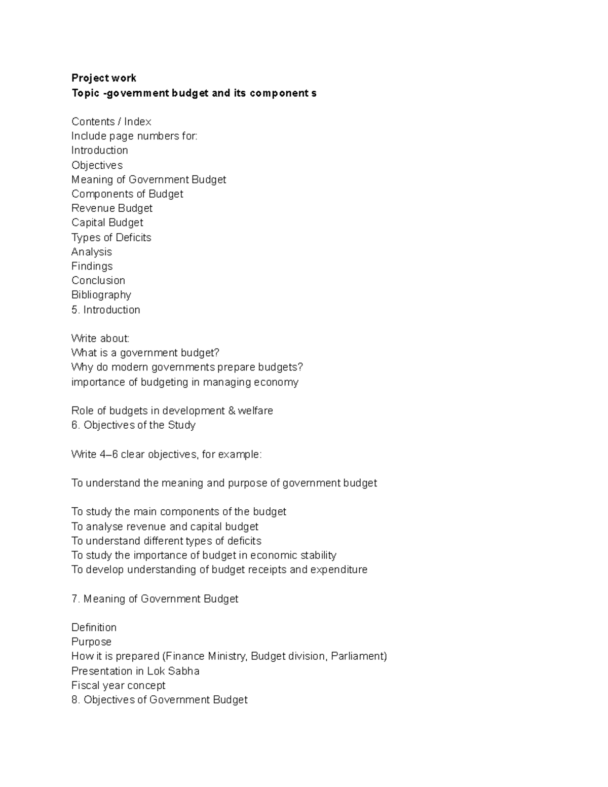 Project Work: Understanding Government Budget Components (UBVUF) - Studocu
