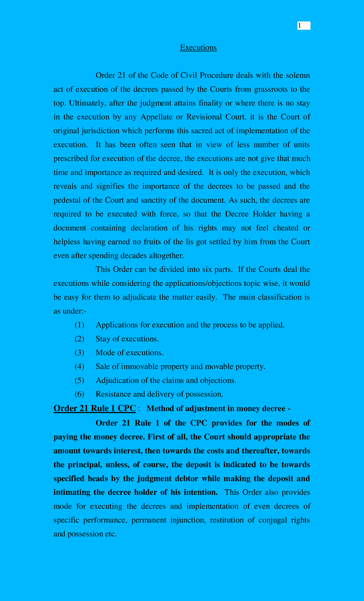 CPC Order 21 Execution Notes: Key Principles and Procedures - Studocu