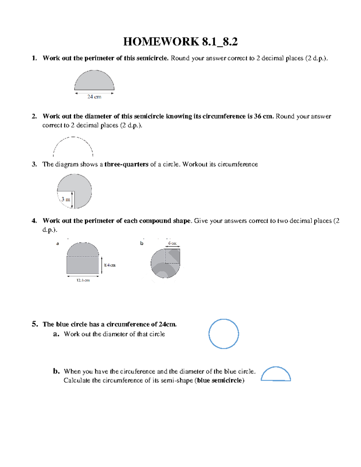 HW 8.1 - Grade 7 Unit 8 Homework on Circles and 3D Shapes - Studocu