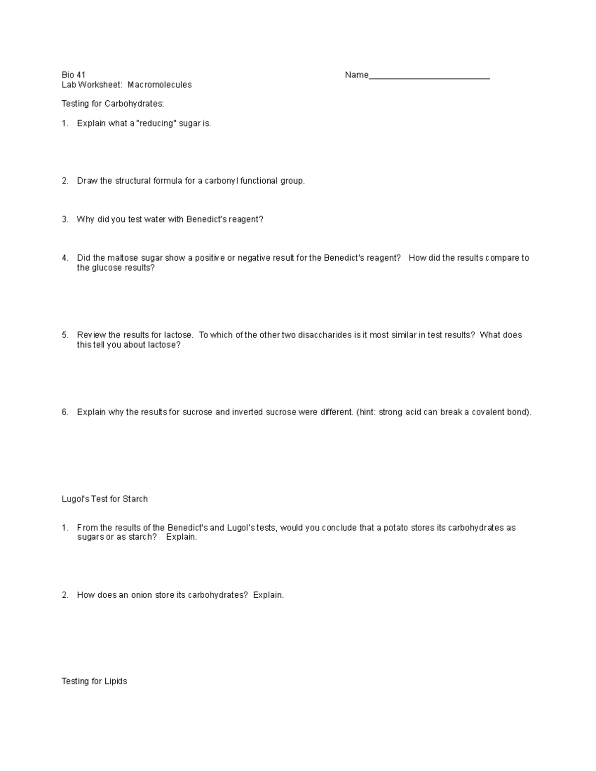 Lab 2 - Aaaa - Bio 41 Name_________________________ Lab Worksheet ...