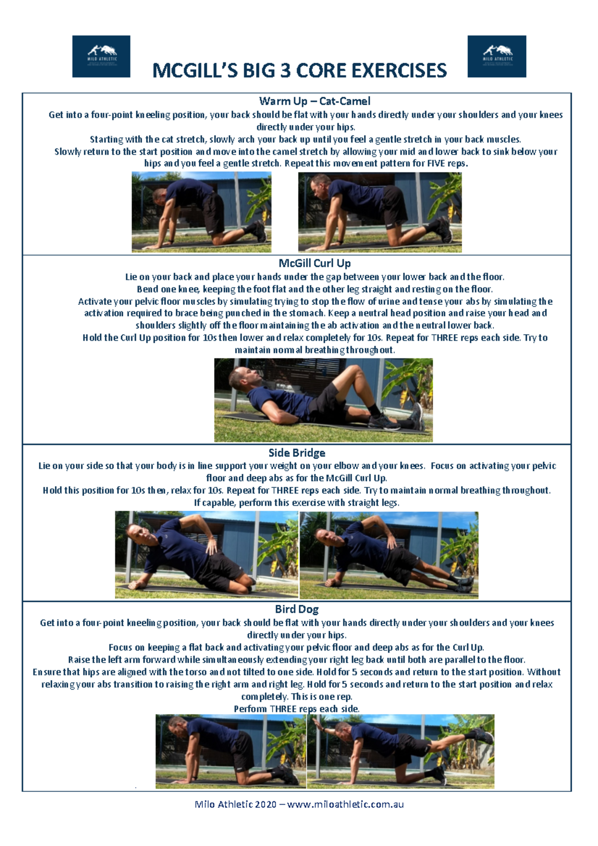 Core Stability Training: McGill's Big 3 Exercises Explained - Studocu