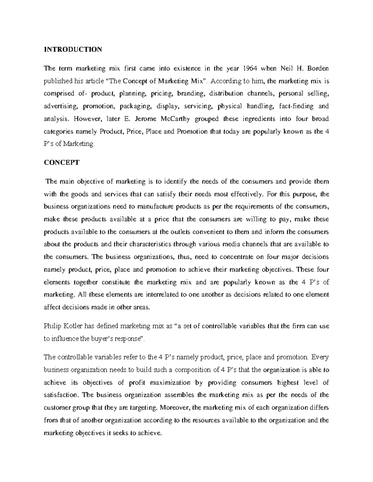 AME 2202 Marketing Mix: Understanding the 4Ps and Beyond - Studocu