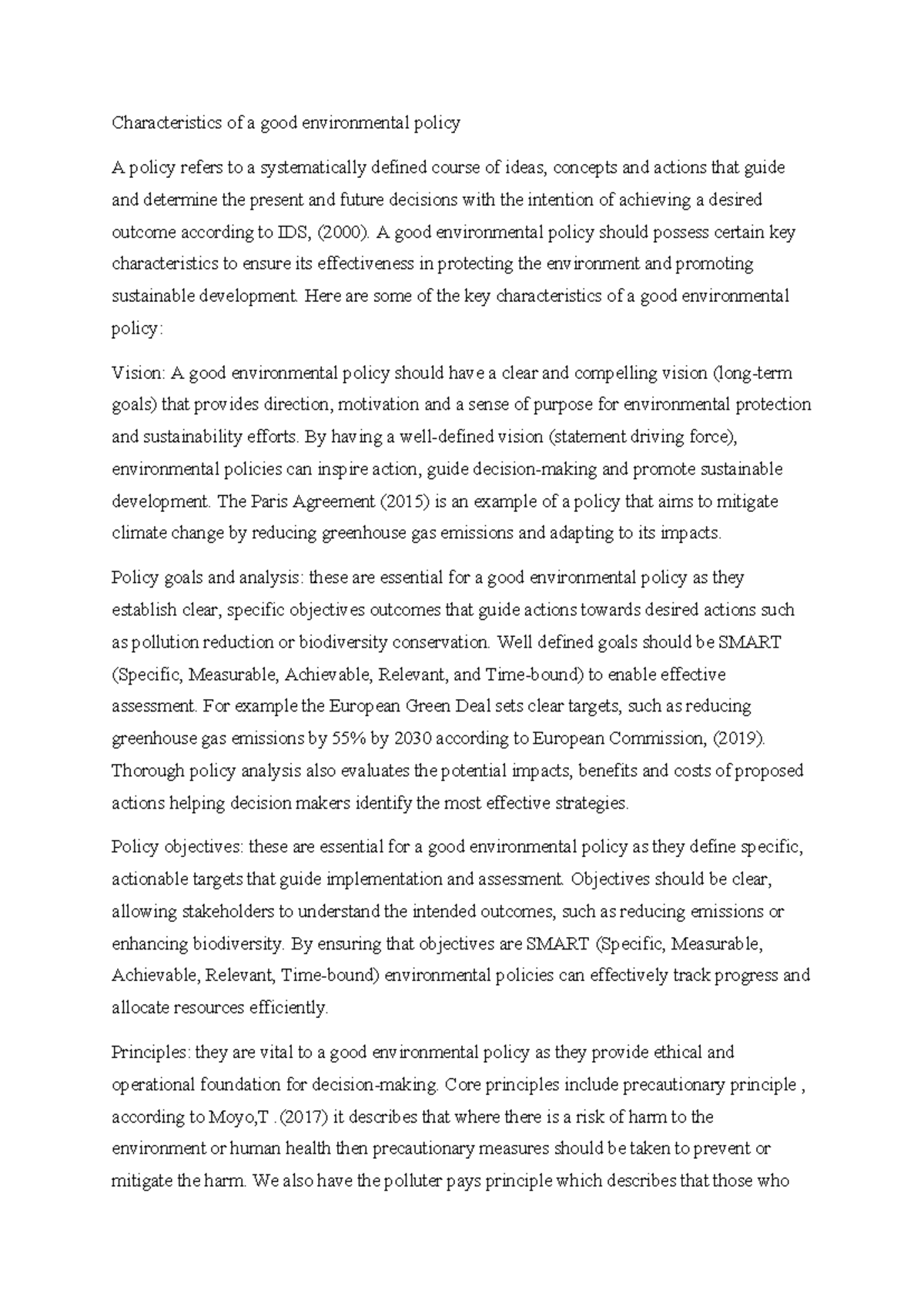 Characteristics of a good environmental policy - A good environmental ...
