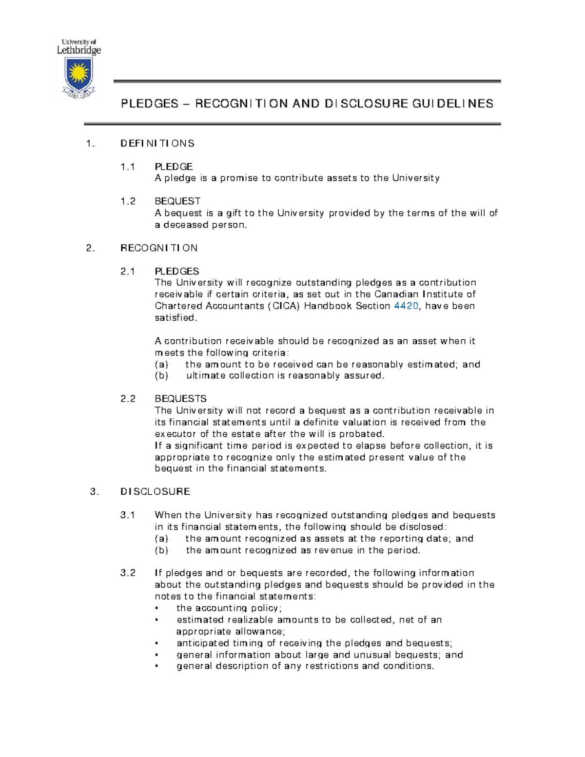 Pledges Recognition and Disclosure Guidelines - PLPLEEDDGGEESS ...