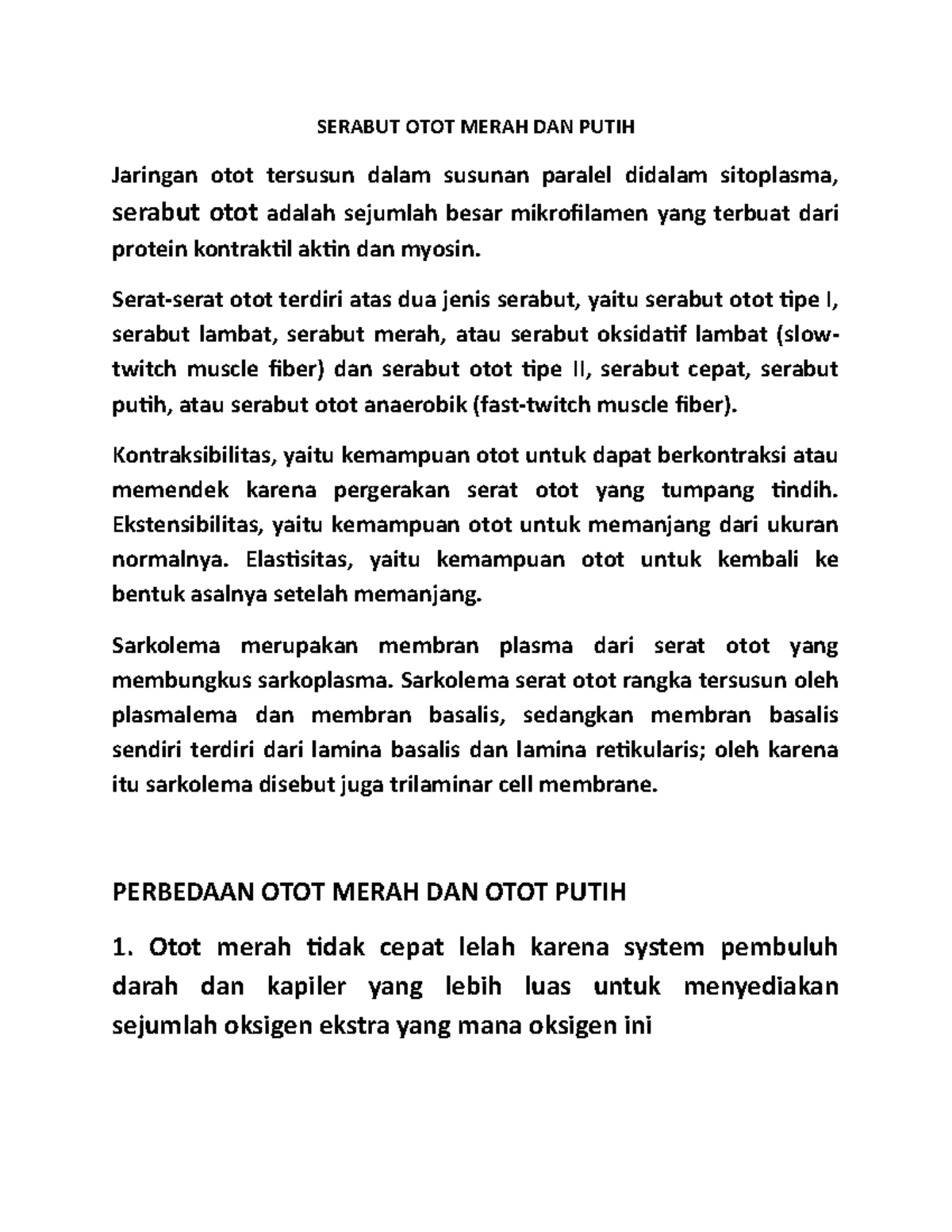 Serabut Otot Merah dan Putih: Perbedaan Tipe I dan II serta Fungsinya ...