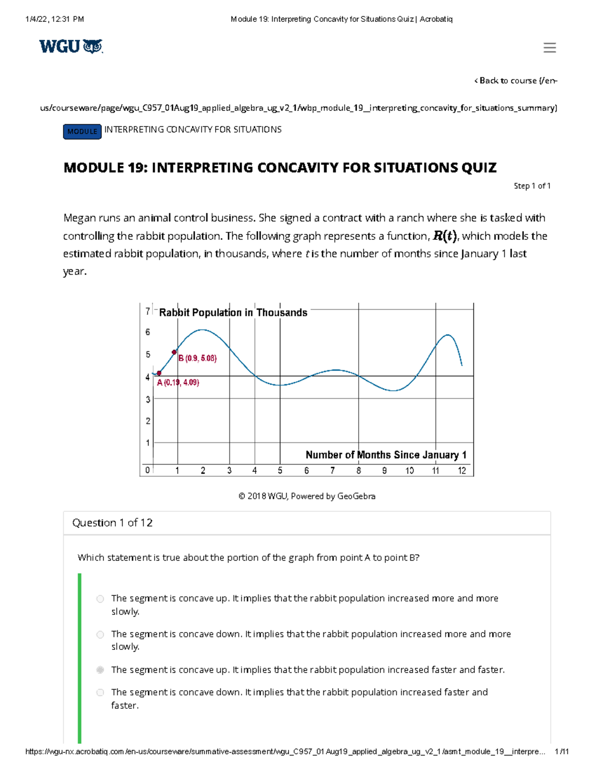 Module 19 Interpreting Concavity for Situations Quiz Acrobatiq - MODULE INTERPRETING CONCAVITY ...