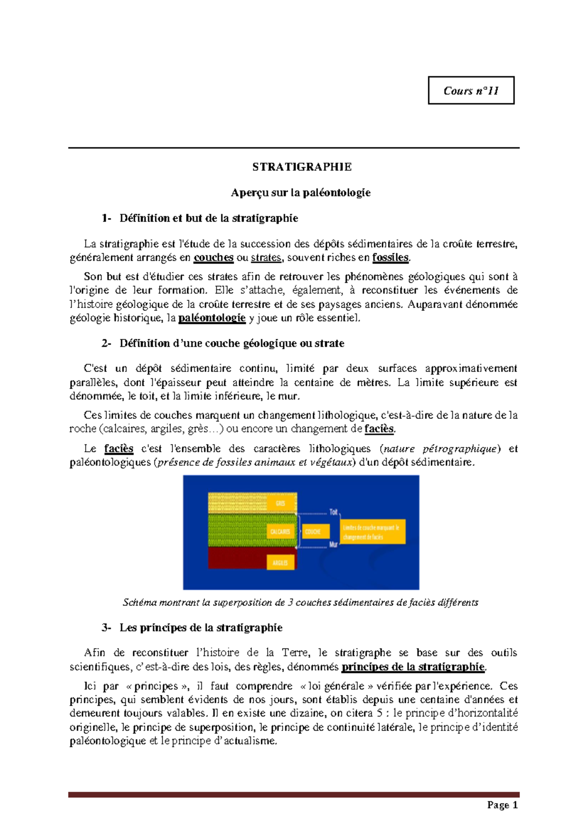 Cours n°11: Introduction à la Stratigraphie et à la Paléontologie - Studocu
