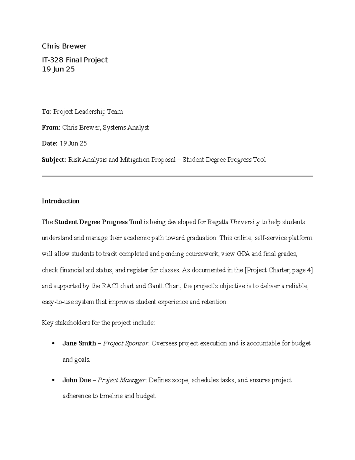 7-1 Final Project: Risk Analysis & Mitigation for Degree Progress Tool ...