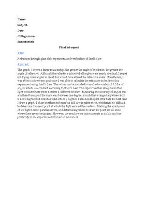 Lab report 4 compound pendulum experiment - DATE: 19 Dec 2021 NATIONAL ...