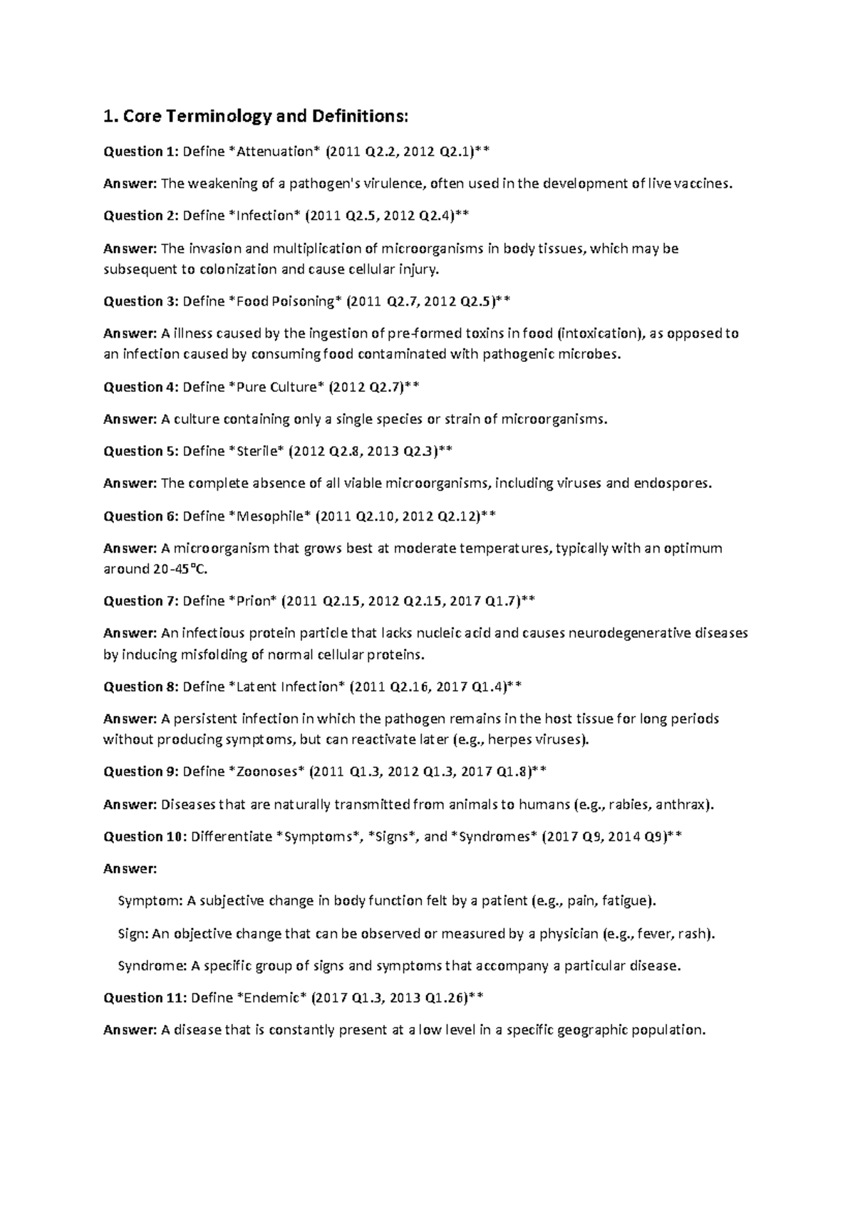 Core Terminology and Definitions: Microbial Concepts (Course Code: Q^0A ...