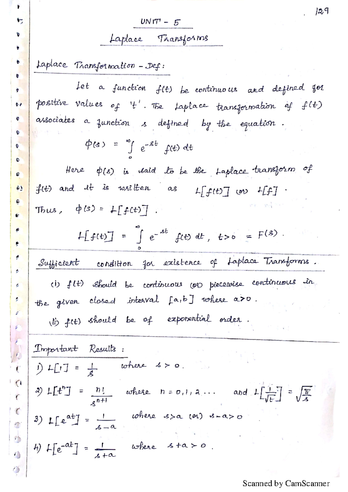 Unit 5: Laplace Transforms - Concepts and Problems Explained - Studocu