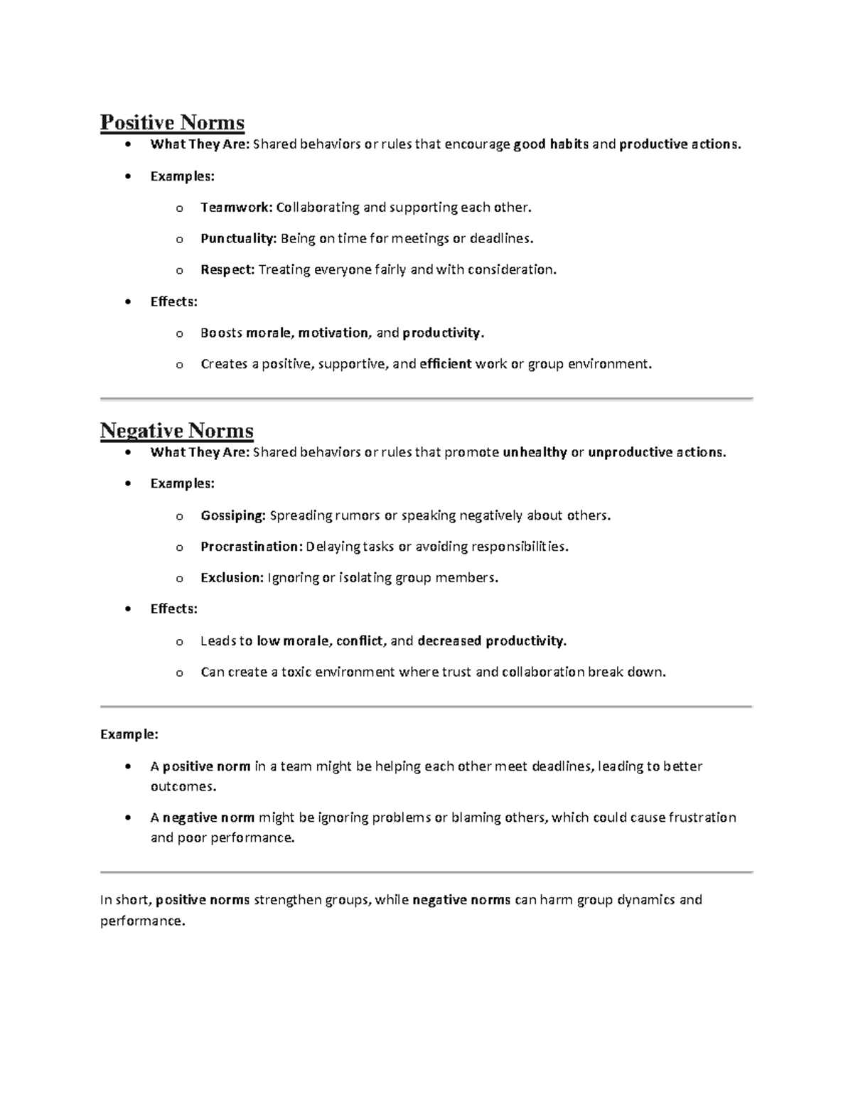 Positive Norms vs Negative Norms: Principles of Management Insights ...