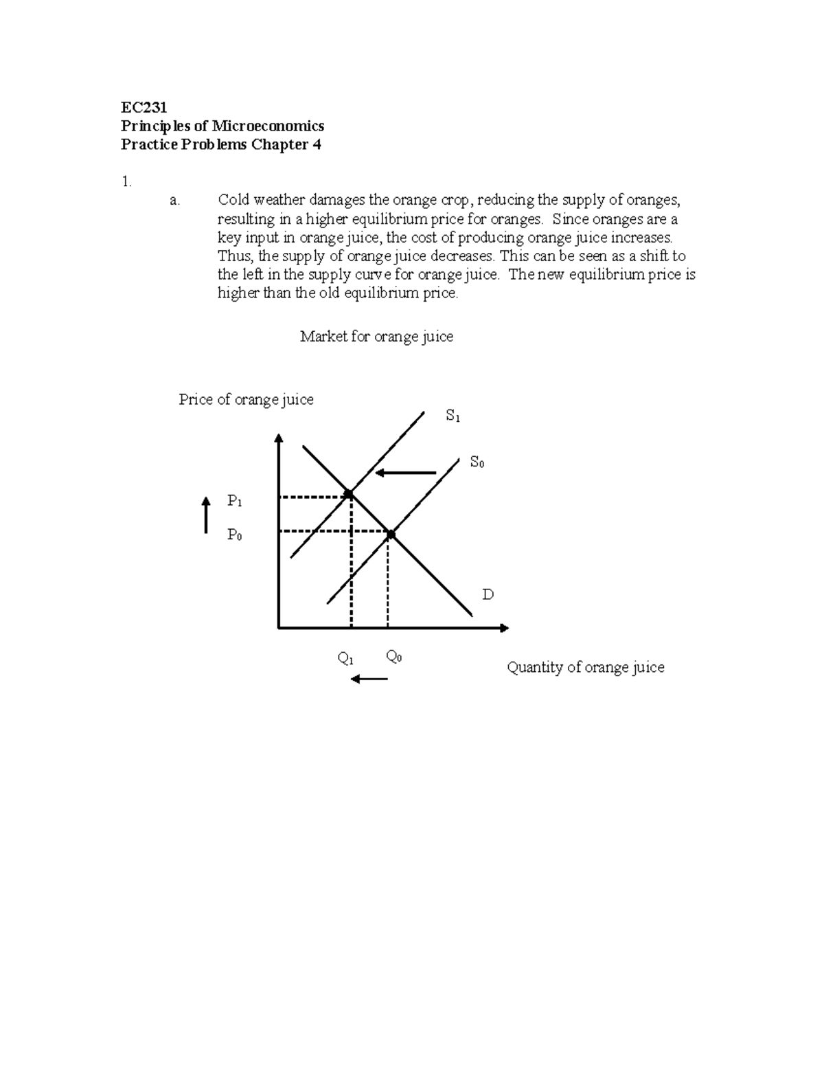 EC231 Principles of Microeconomics: Chapter 4 Practice Problems - Studocu