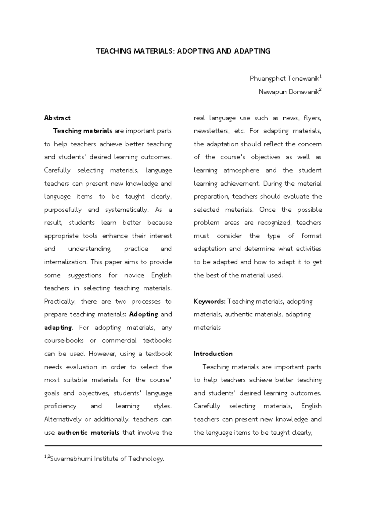 Teaching Materials: Adopting & Adapting for Effective Learning - Studocu