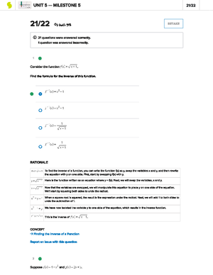 [Solved] Consider the function f left parenthesis x right parenthesis - Sophia College Algebra ...
