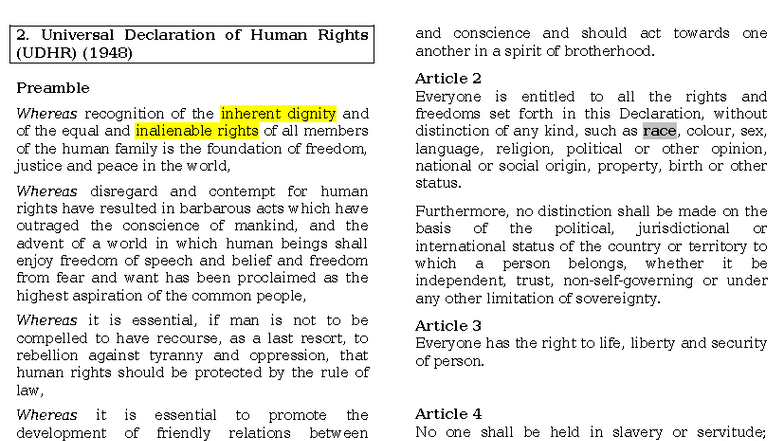 2. Universal Declaration of Human Rights (UDHR) - Text (1948) - Studocu
