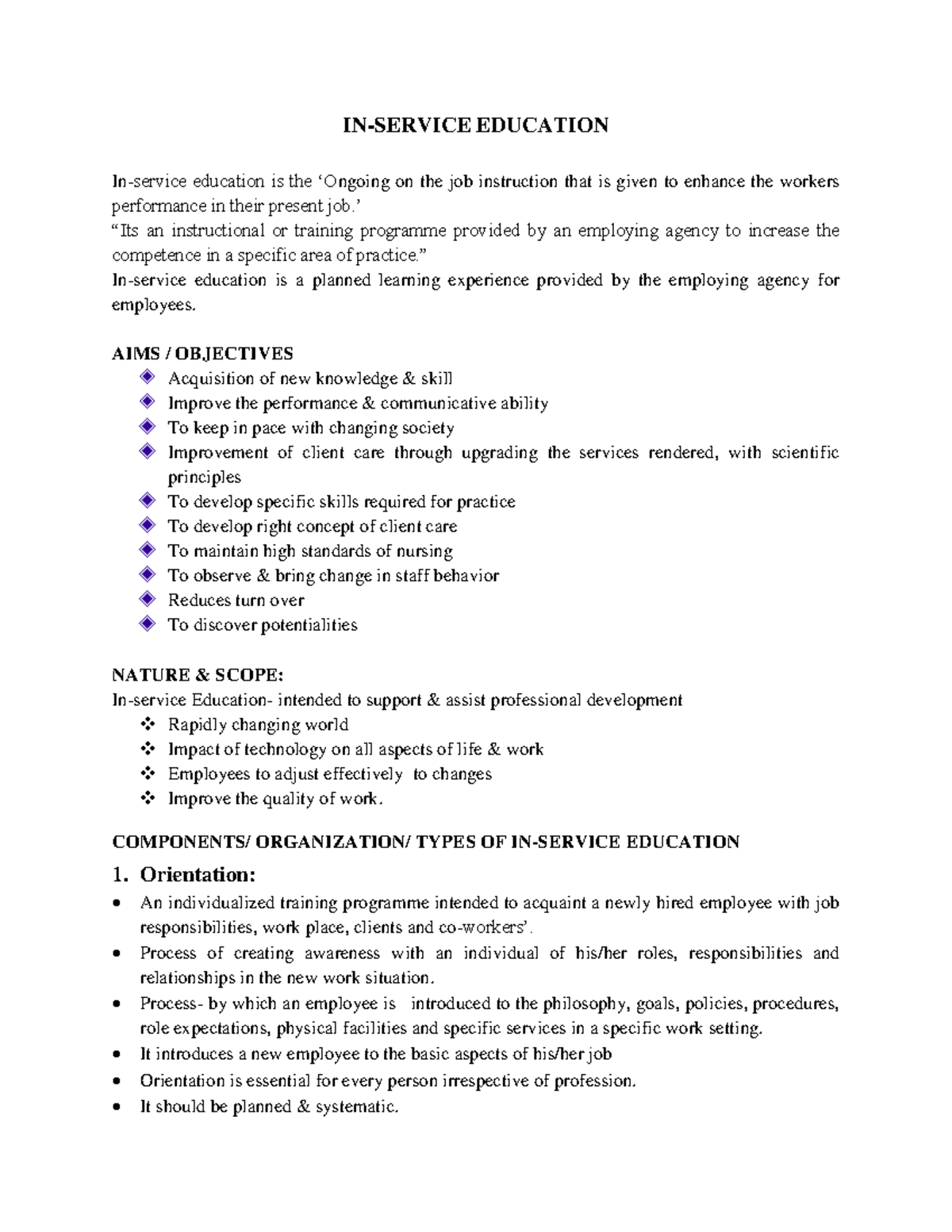 Inservice Education and Adult Learning Overview - 15.9.2020 Binu - Studocu