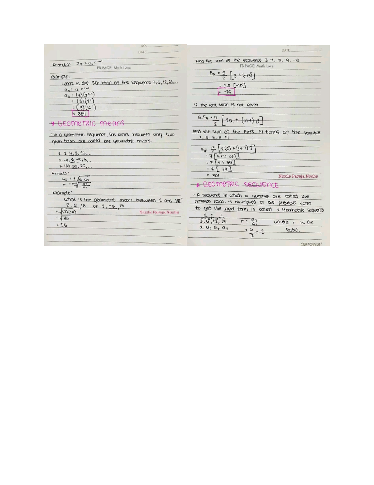 Math2 - Geometric Sequences and Series Notes - Studocu