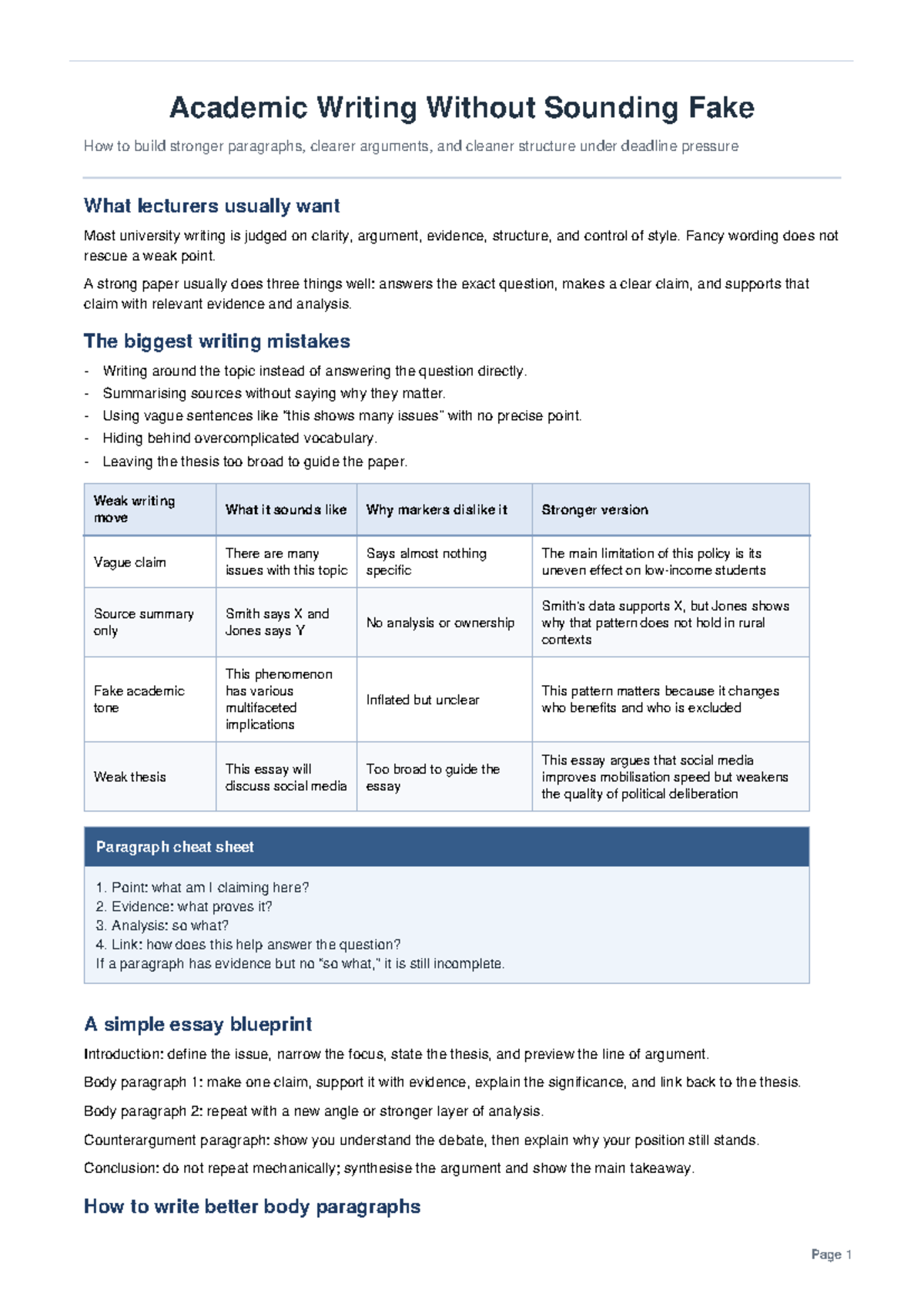 Academic Writing Guide: Building Stronger Paragraphs & Arguments - Studocu
