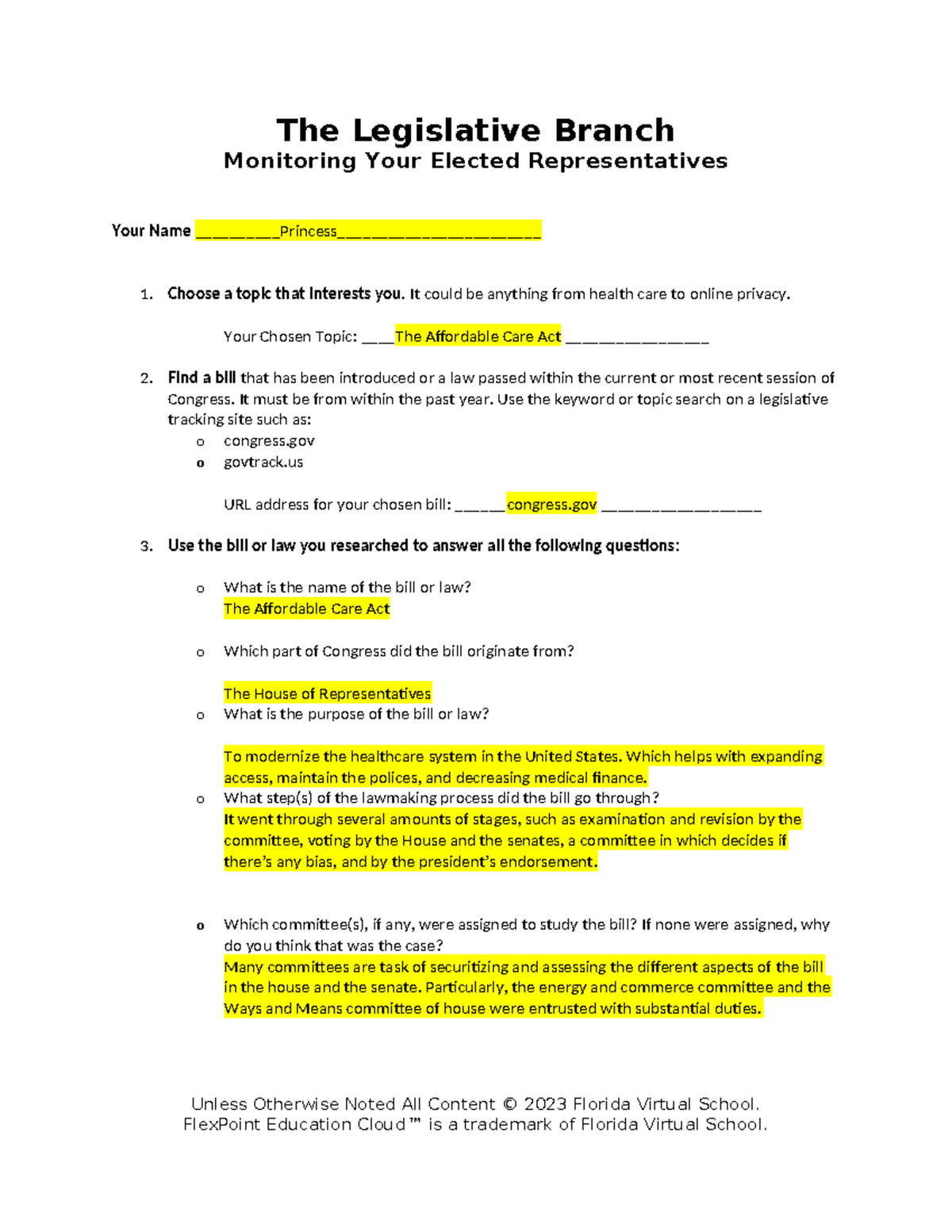 Legislative Branch Assignment: The Affordable Care Act Analysis - Studocu