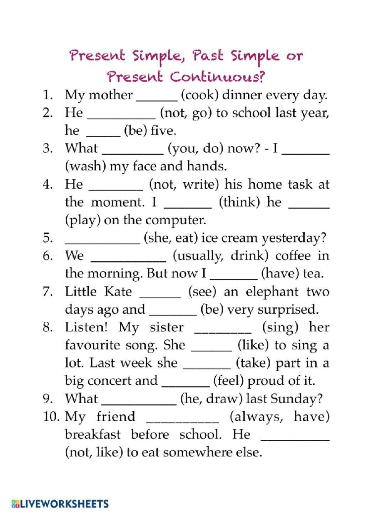 English Tenses: Present vs Past (SLmFLe) - Studocu