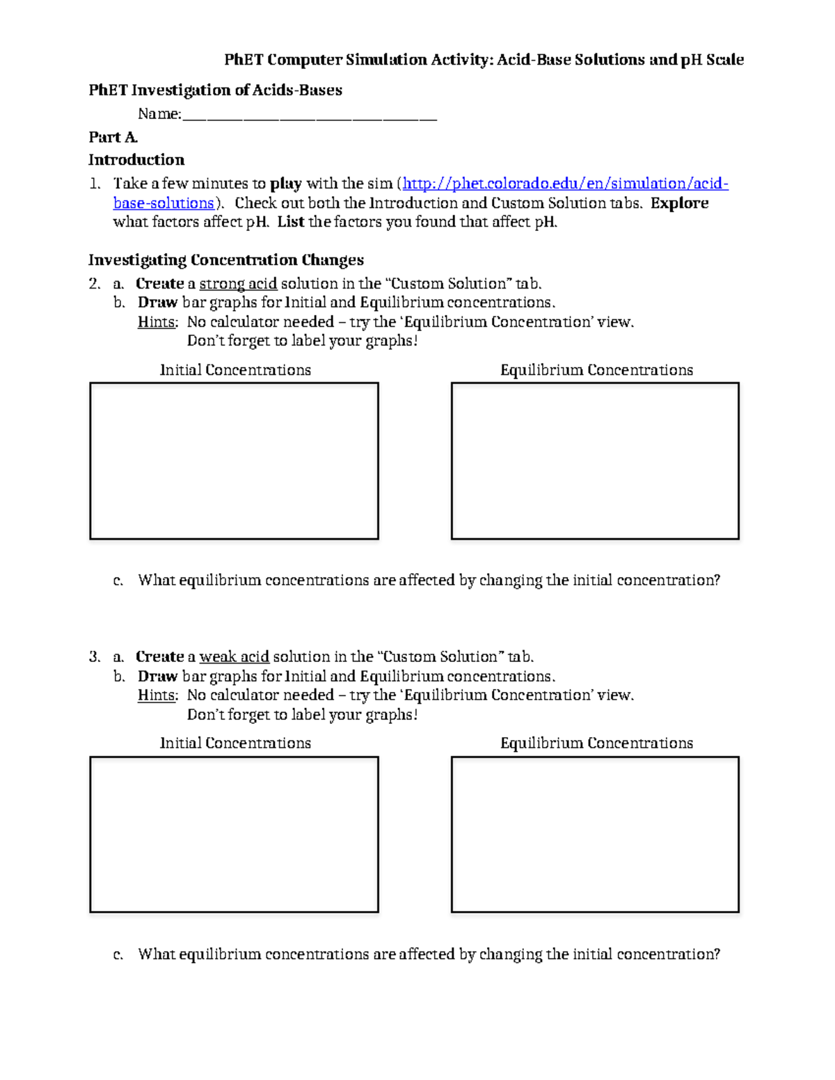 Acid-Base Solutions: PhET Simulation Investigation & Analysis - Studocu
