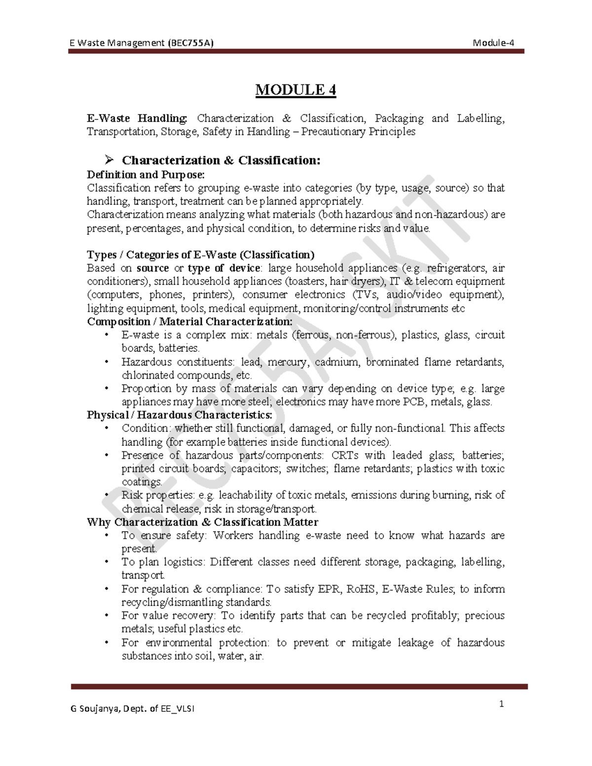 E-Waste Management (BEC755A) Module 4: Handling, Safety & Compliance ...