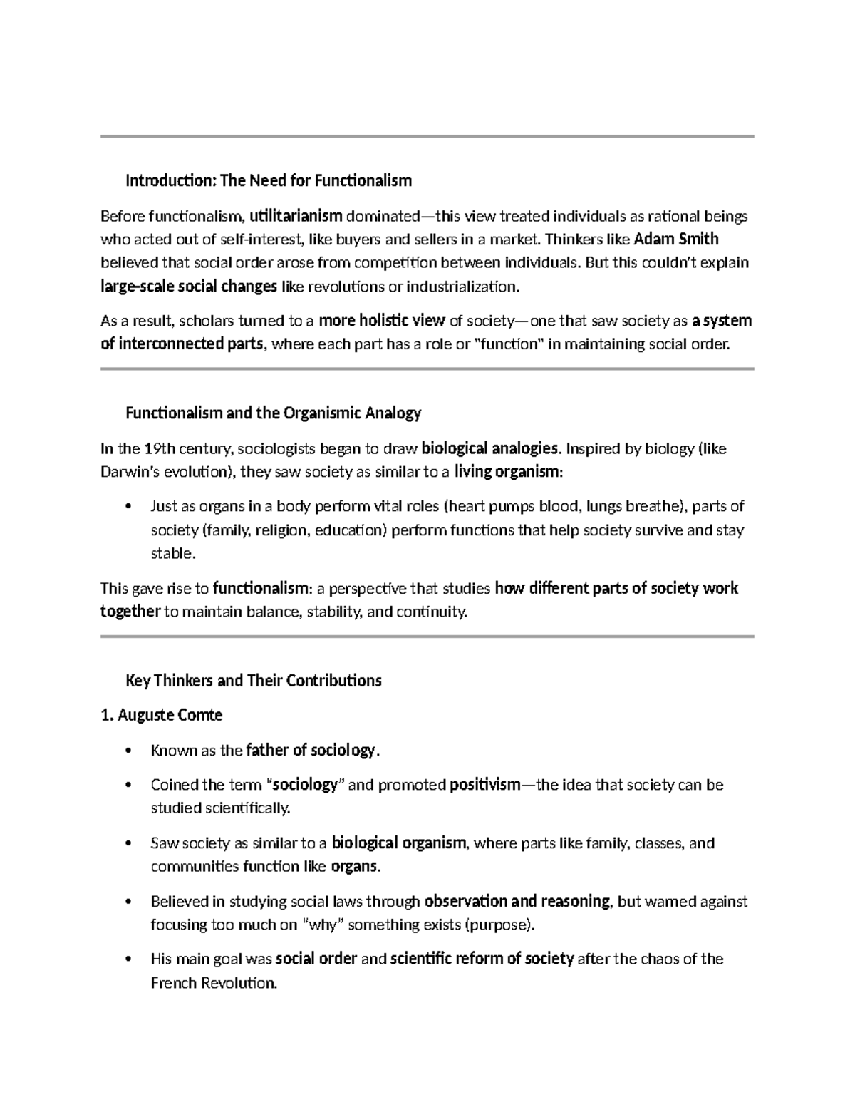 Functionalism Notes (SOC101): Summary & Key Thinkers Overview - Studocu