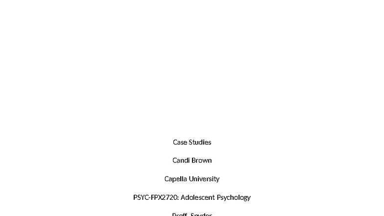 Case Studies in Adolescent Psychology: Paula, Luis, and Kevin (CF ...
