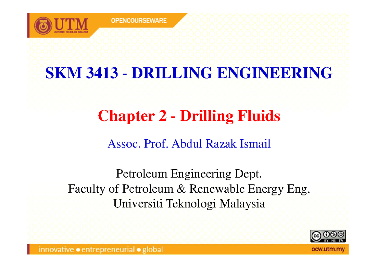 1 SKM 3413 DRILLING ENGINEERING Chapter 2: Drilling Fluids Overview - Studocu