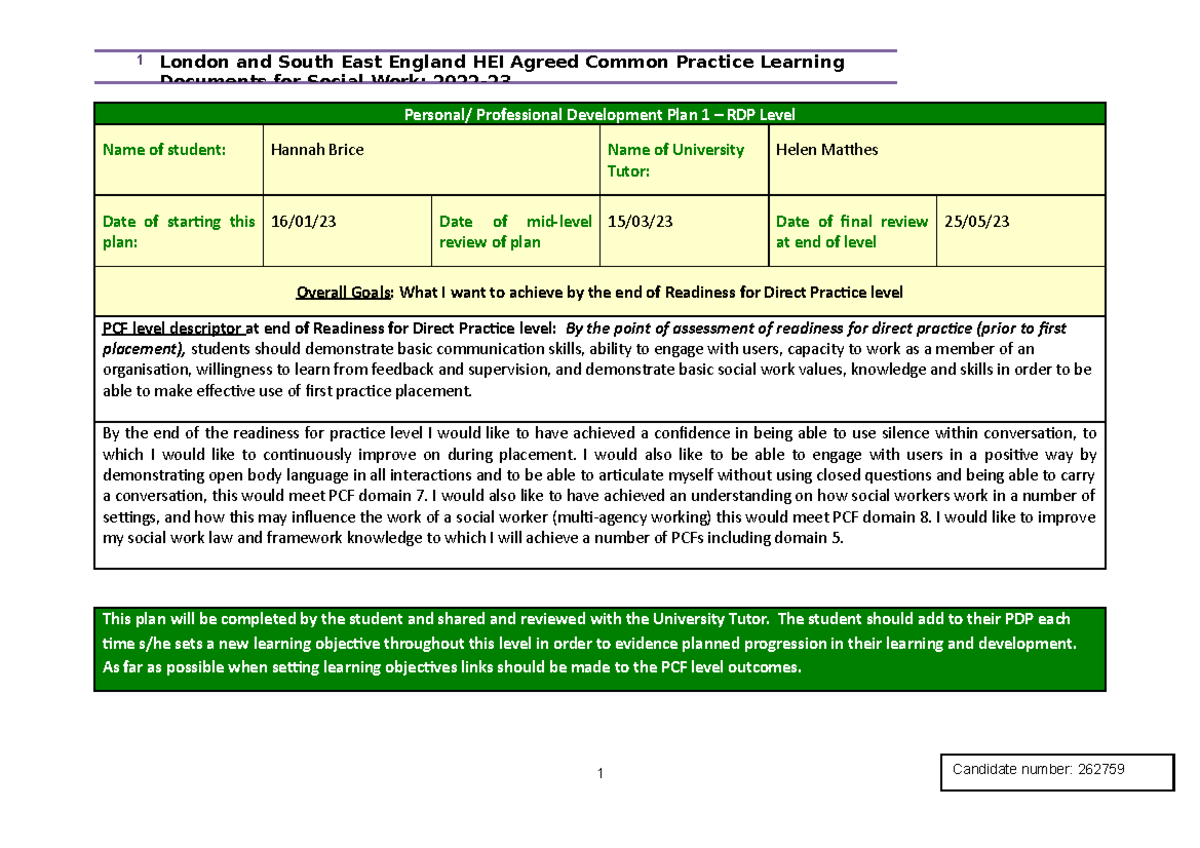 PPDP - Personal/Professional Development Plan for Readiness Interview ...