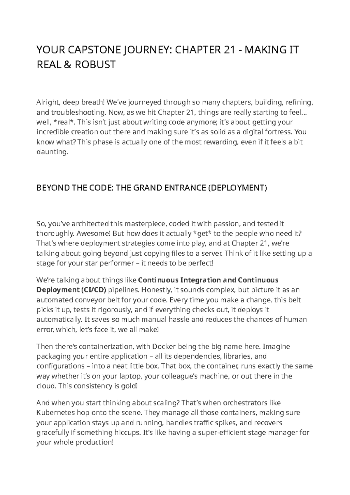 Capstone Project Review: Chapter 21 - Making It Real (CompSci) - Studocu