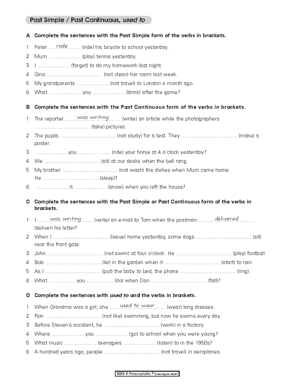 39347 - practice - Past Simple / Past Continuous, used to was writing ...