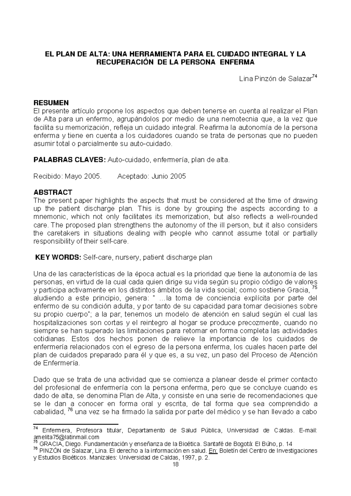 Plan de Alta: Cuidado Integral y Recuperación del Paciente - Studocu