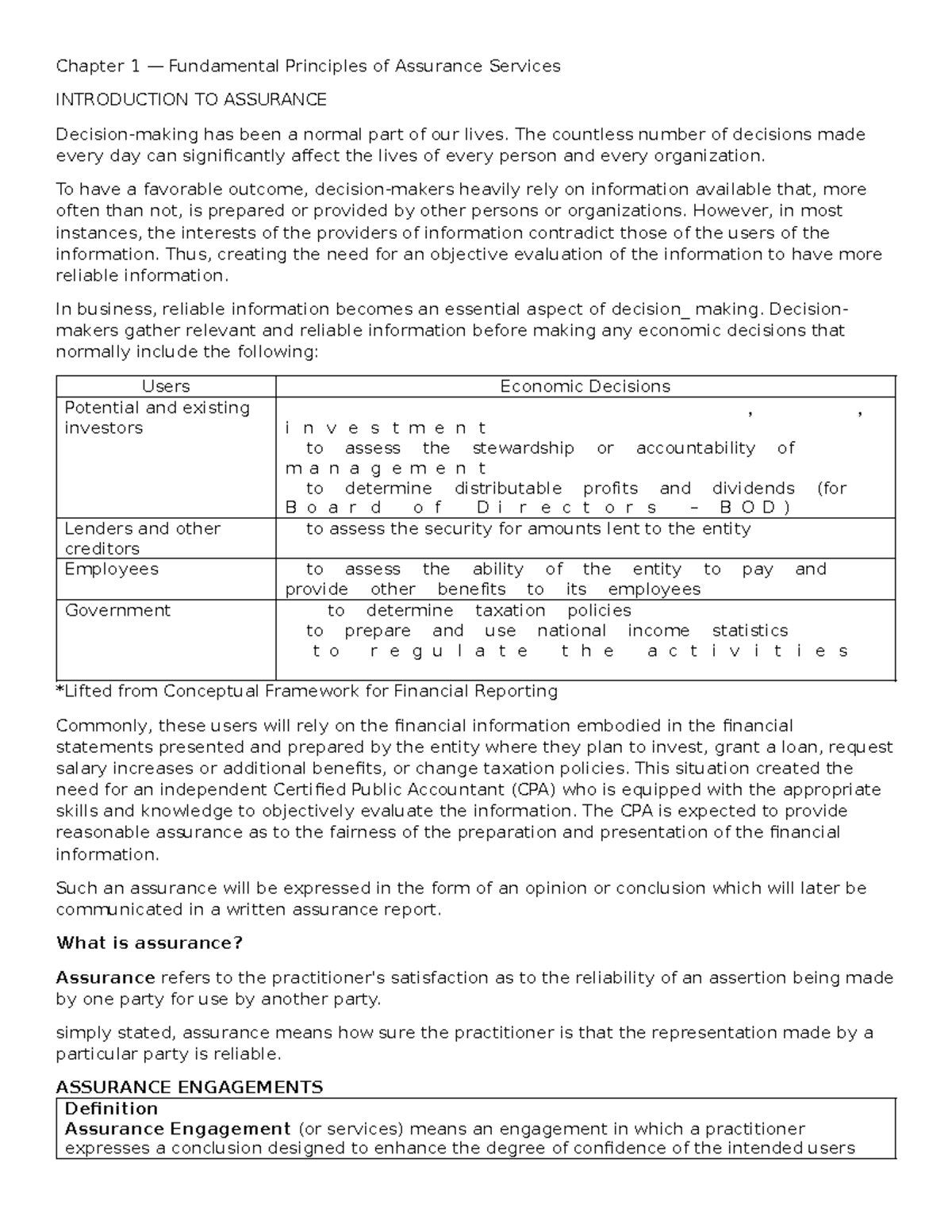 Escala Chapter 1 - Fundamental Principles of Assurance Services Notes ...