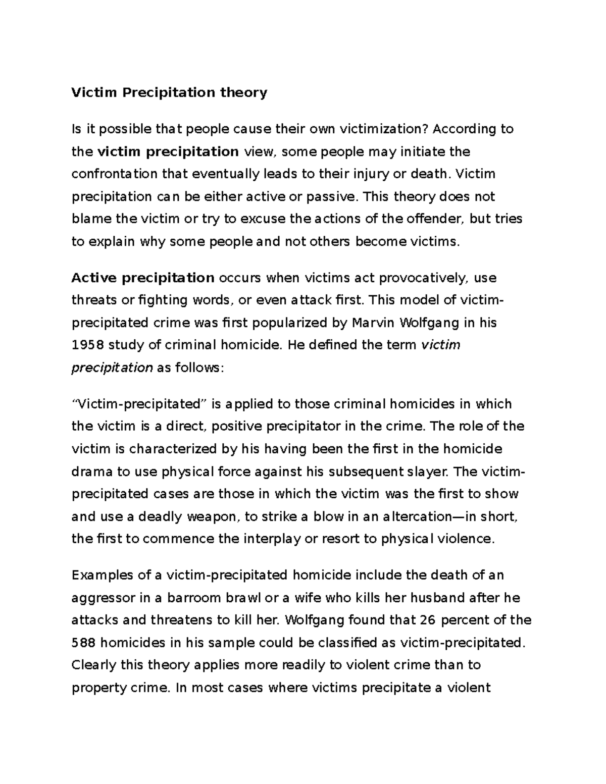 Victim Precipitation Theory: Understanding Active and Passive Roles ...