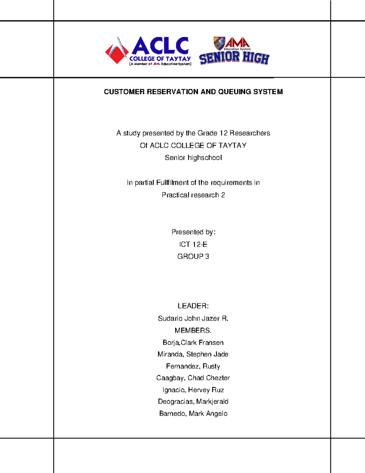 Research Title OF OURS - Summary Information Technology - CUSTOMER ...